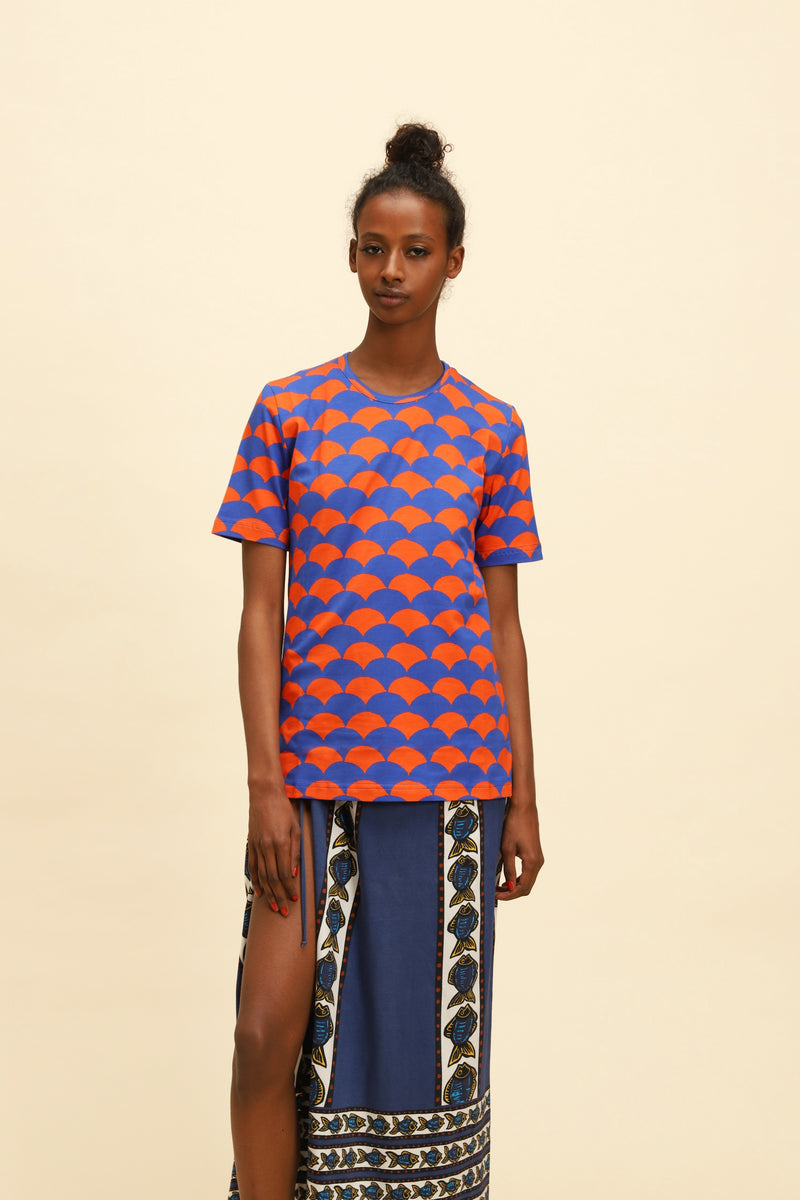 ANTHEA 1 COTTON OPTICAL FISH ARANCIO– Frei Und Apple